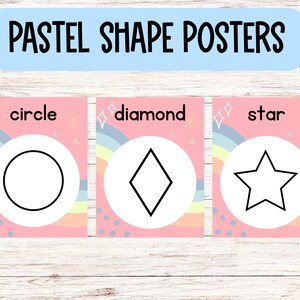 Pastel Rainbow Classroom Theme Shape Posters - Etsy