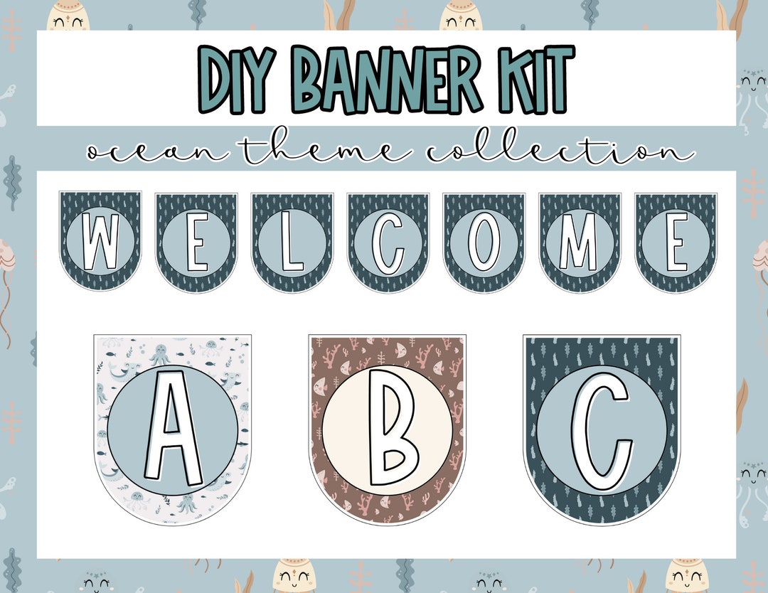 DIY Alphabet Banner for Classroom or Homeschool Decor Ocean Theme - Etsy