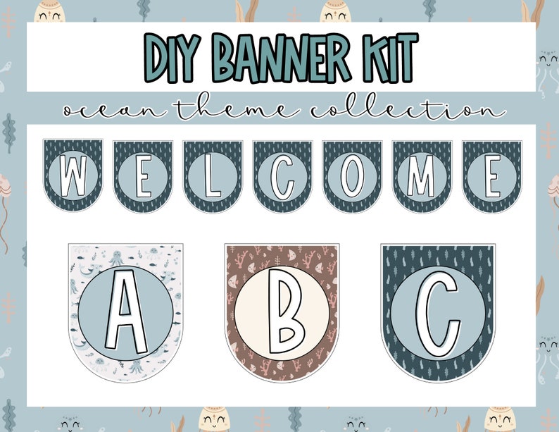DIY Alphabet Banner for Classroom or Homeschool Decor Ocean Theme - Etsy