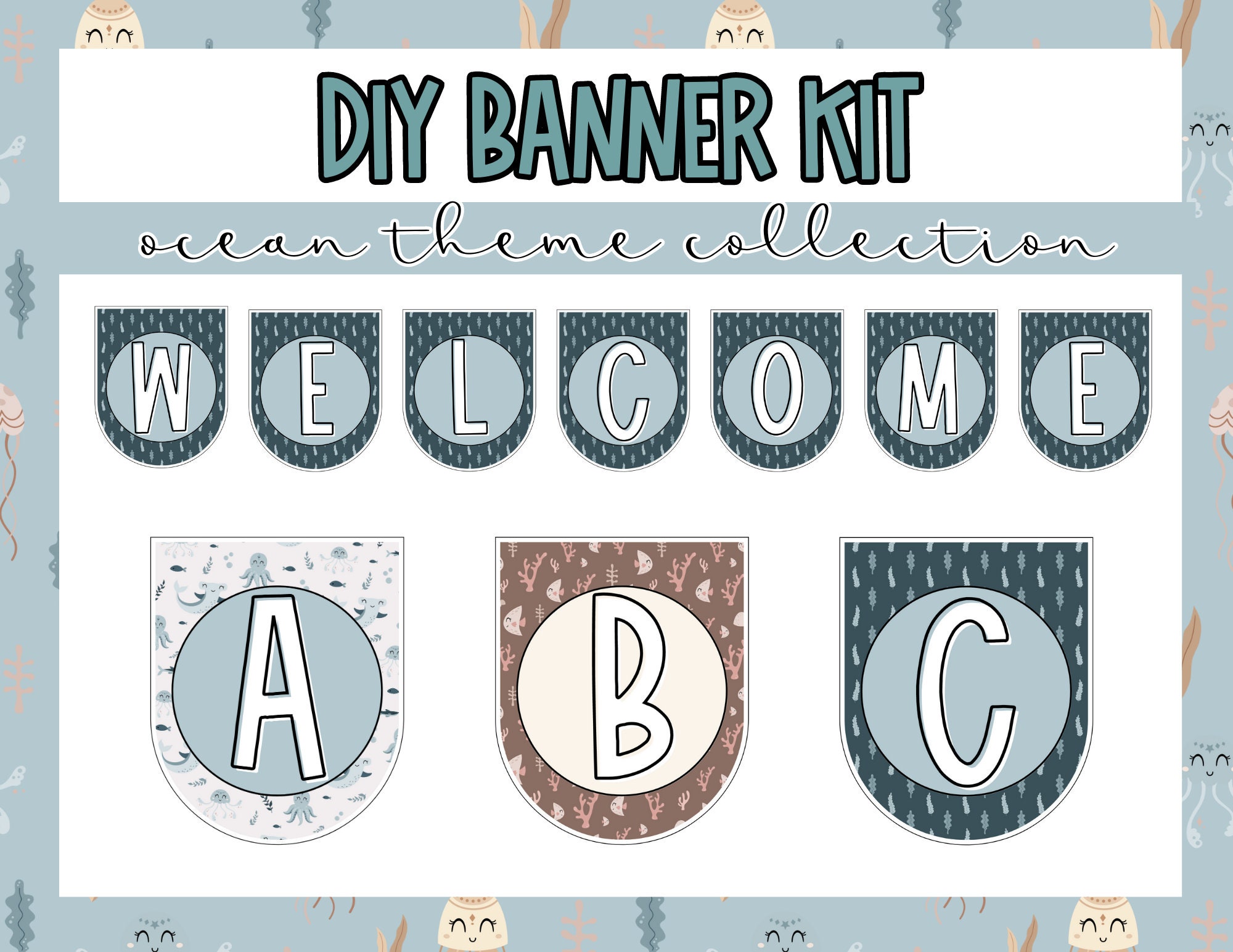 DIY Alphabet Banner for Classroom or Homeschool Decor Ocean Theme - Etsy