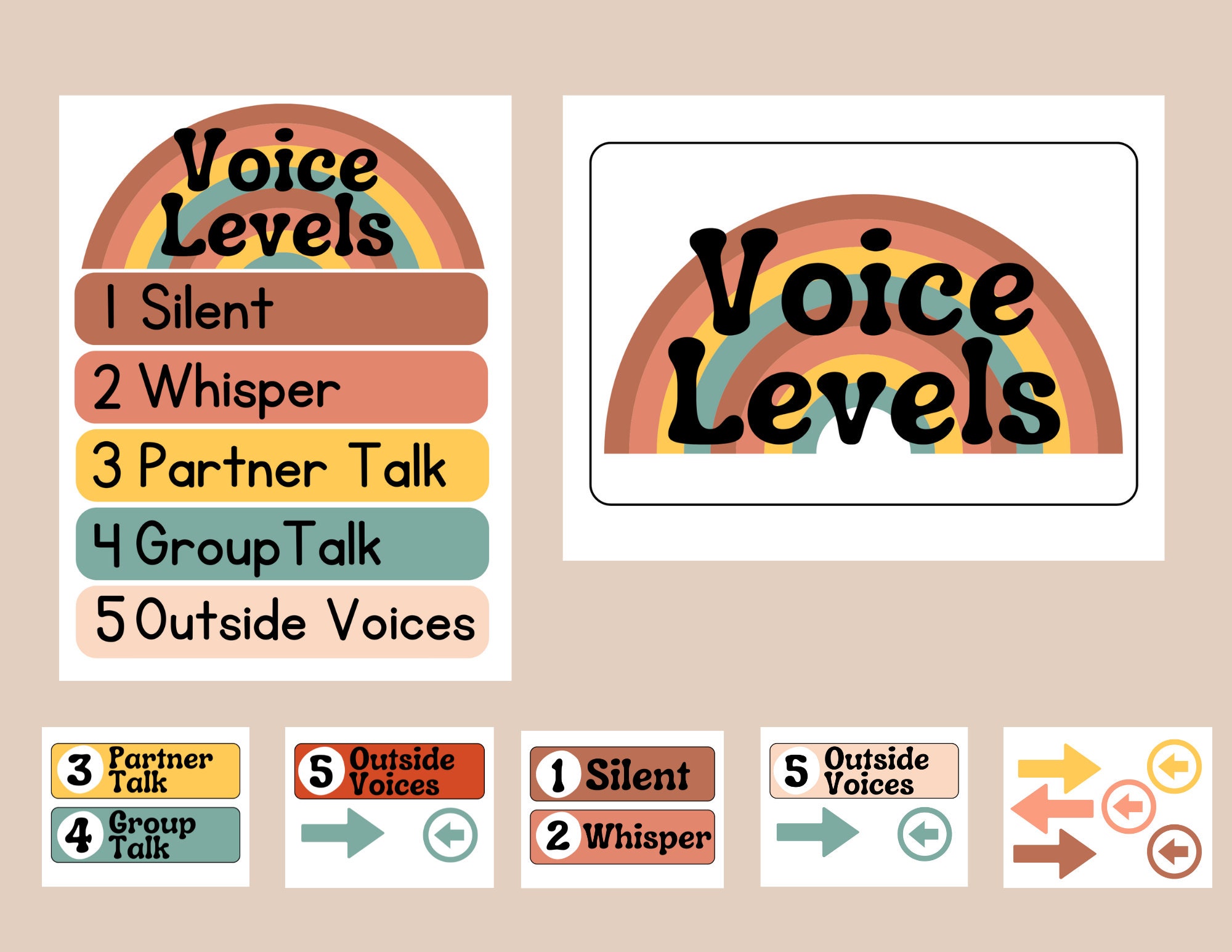 Retro Groovy Voice Levels Printable Poster for Elementary School Decor ...
