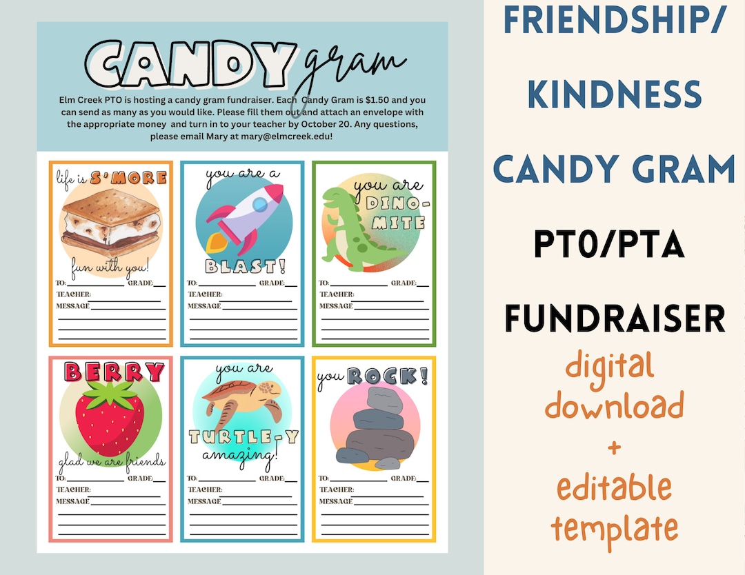 Candy Gram Fundraiser Kindness and Friendship for PTO/PTA School Event ...