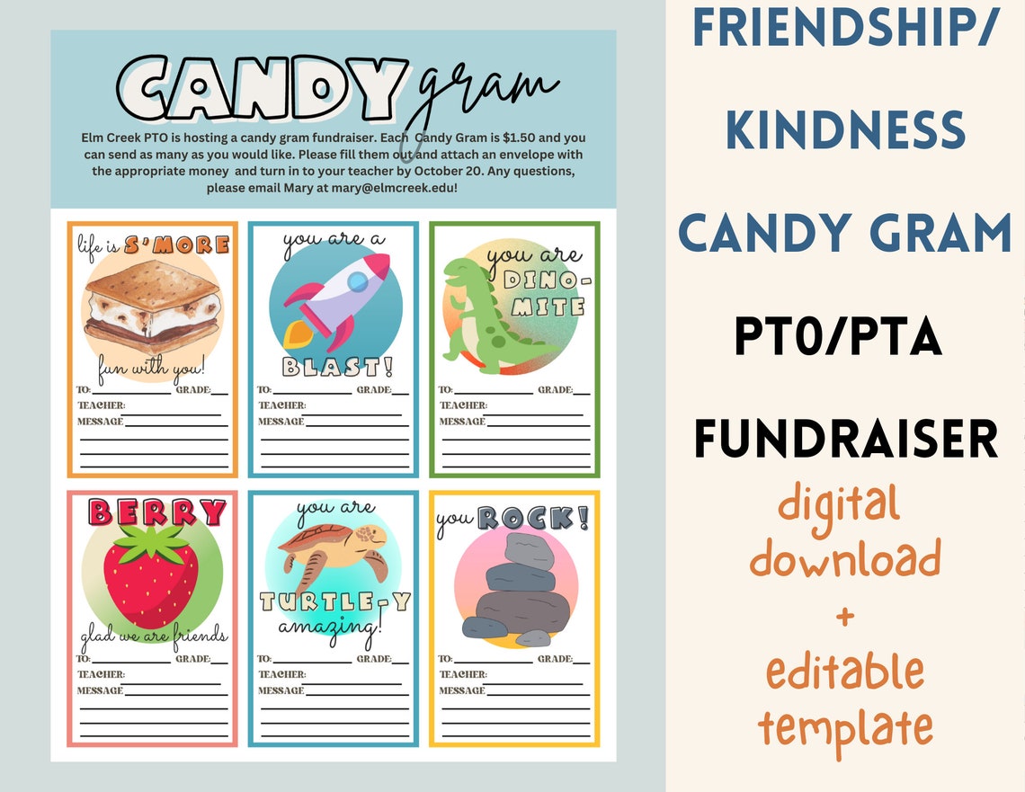 Candy Gram Fundraiser Kindness and Friendship for PTO/PTA School Event ...