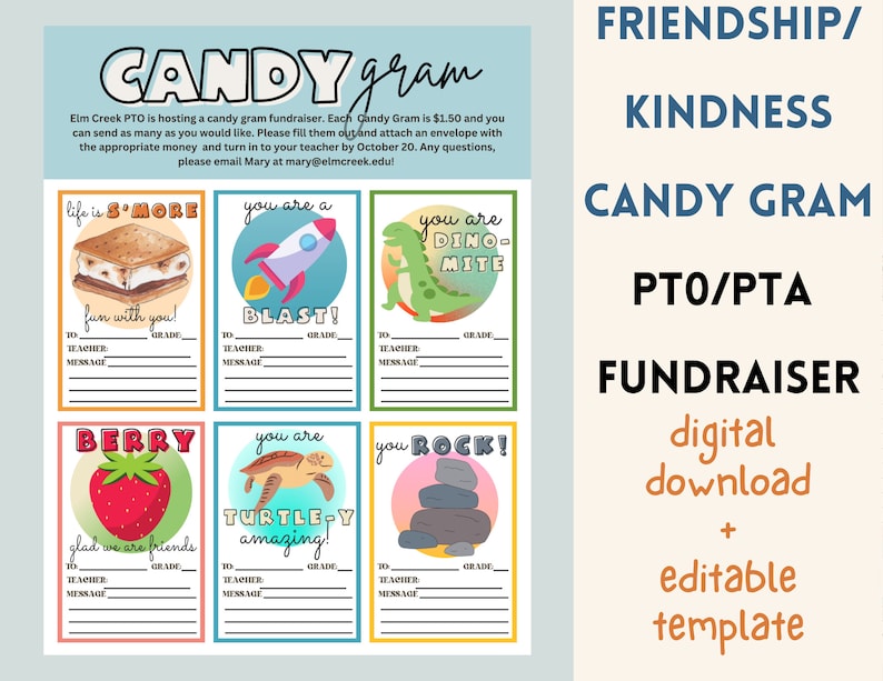 Candy Gram Fundraiser Kindness and Friendship for PTO/PTA School Event ...