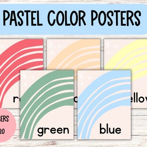 Printable Colors Poster Rainbow Pastel Theme Classroom. Bulletin Board ...