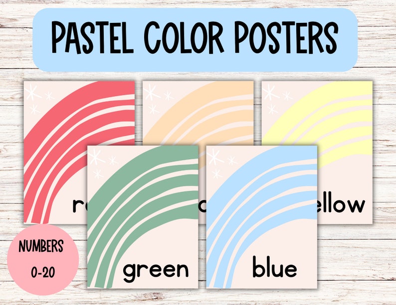 Printable Colors Poster Rainbow Pastel Theme Classroom. Bulletin Board ...