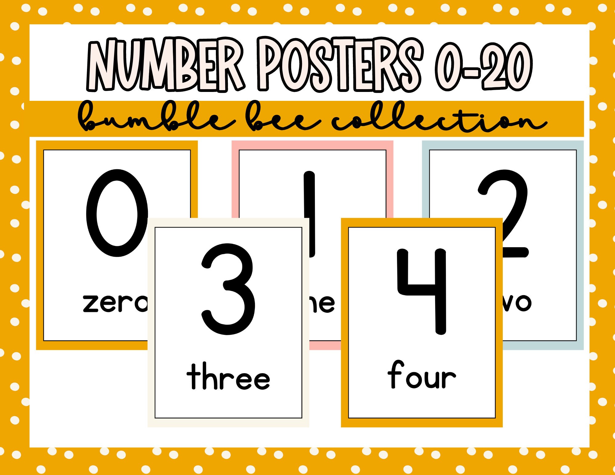 Numbers Posters 0-20 Bumble Bee Decor Kit for Teacher Classroom - Etsy