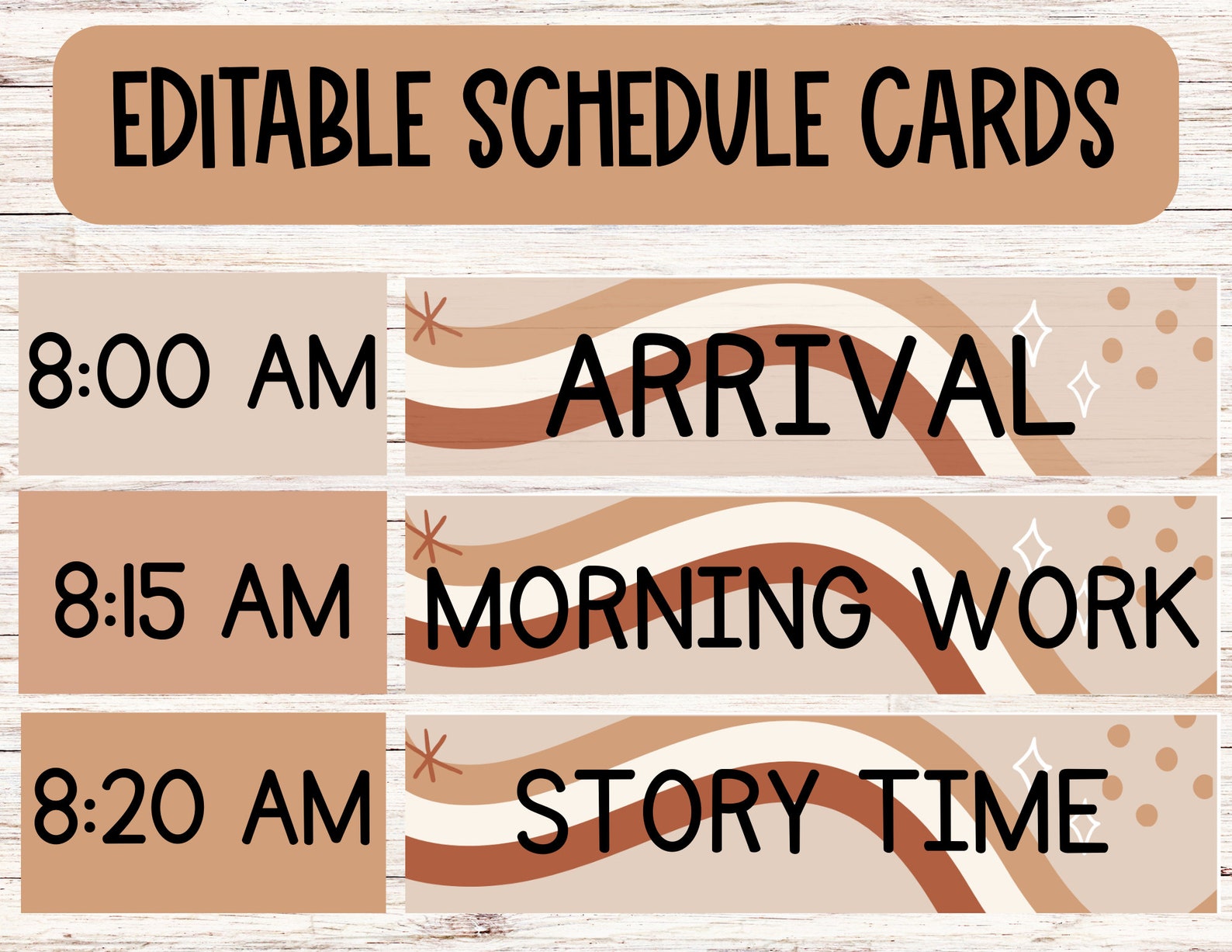 Editable Schedule Cards for BOHO Classroom Organization, Bulletin Board ...