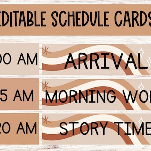 Editable Schedule Cards for BOHO Classroom Organization, Bulletin Board ...