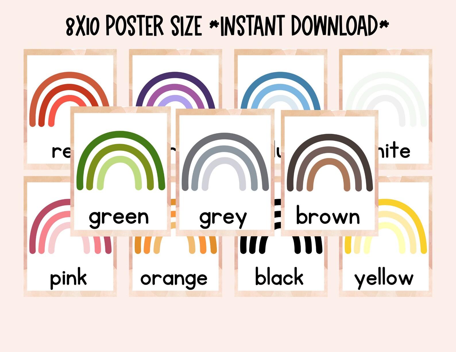 Printable BOHO Rainbow Colors Neutral Theme Classroom. Bulletin Board ...