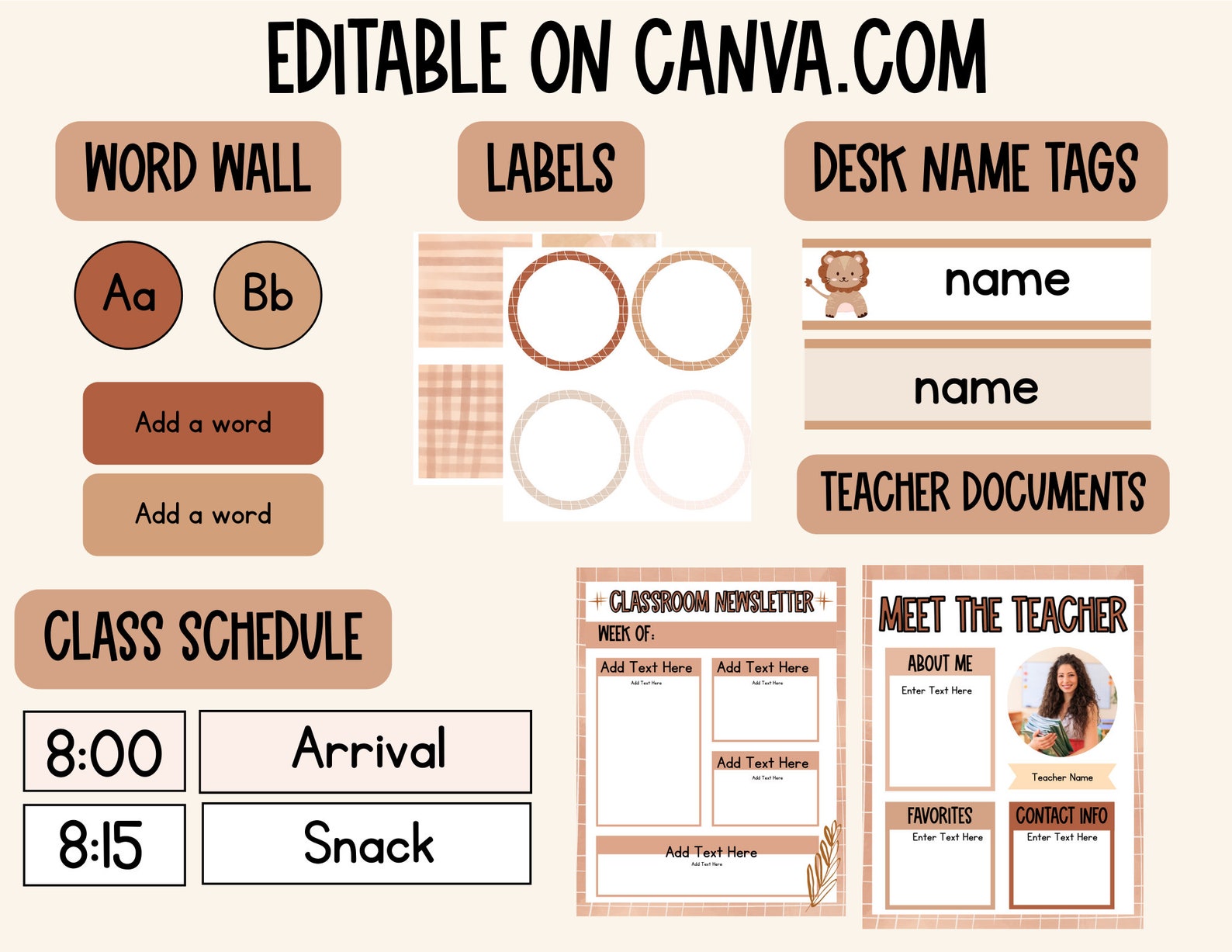 Neutral BOHO Classroom Decor Bundle for Bulletin Board, Teacher ...