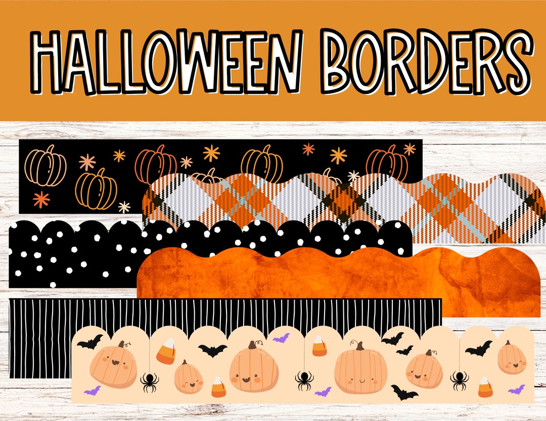Classroom Bulletin Borders Kit Halloween, Pumpkins and Black and White ...