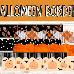 Classroom Bulletin Borders Kit Halloween, Pumpkins and Black and White ...