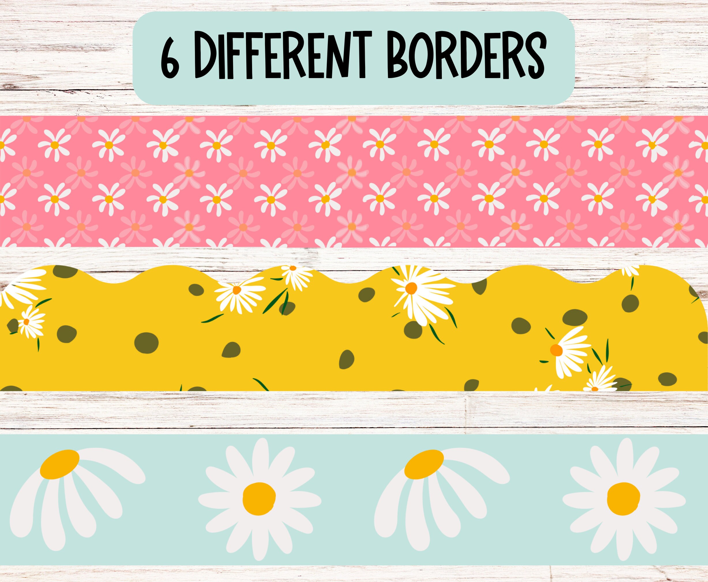 Classroom Bulletin Borders Kit Bold Daisy Neutral Collection ...