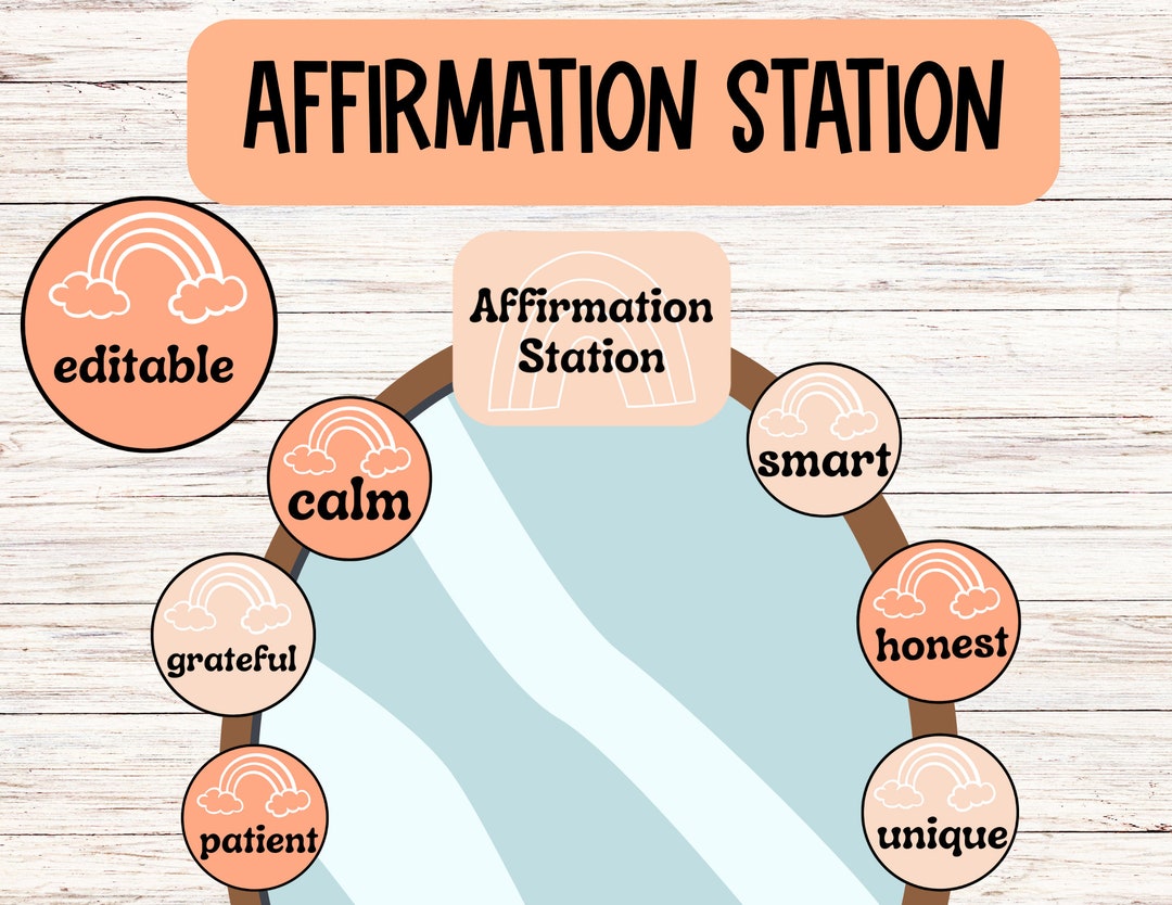 Printable GROOVY Positive Affirmation Station Classroom Decor or Mirror ...