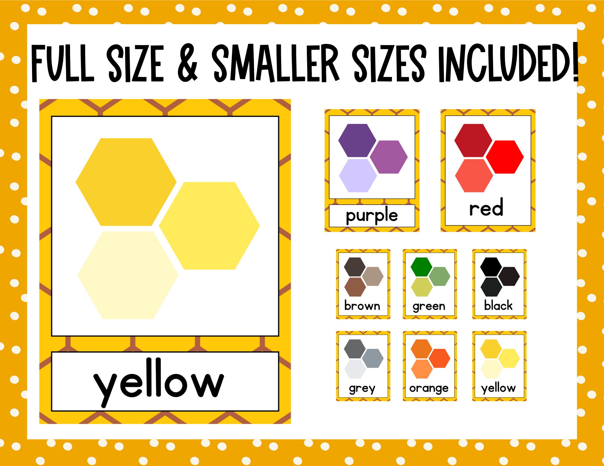 Color Posters for Classroom Bee Theme Decor and Three Part Cards for ...