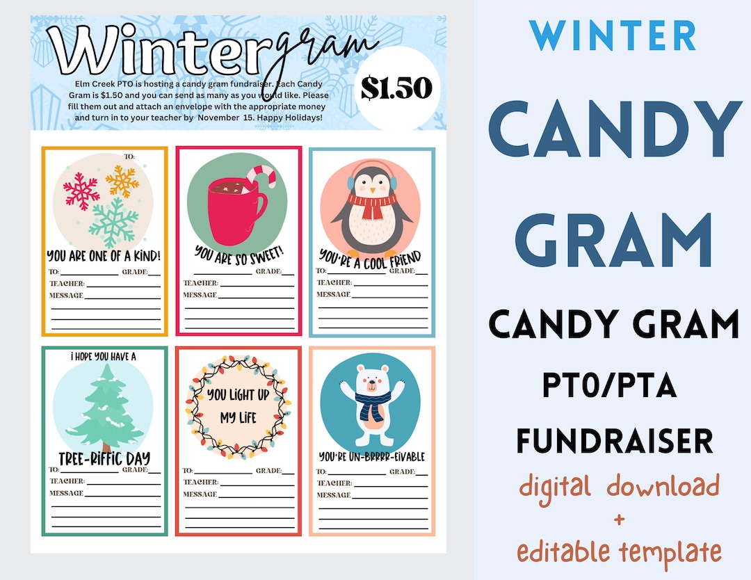 Winter Not Holiday Related Candy Gram for PTO/PTA School Event ...