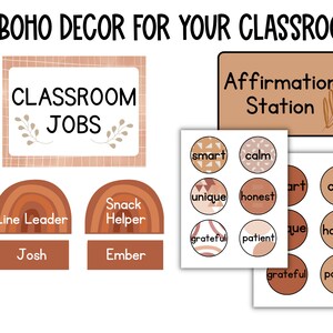 Neutral BOHO Classroom Decor Bundle for Bulletin Board, Teacher ...