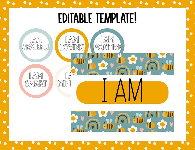 Affirmation Station Bumble Bee Theme for Classroom Decor. ABC Bee Class ...