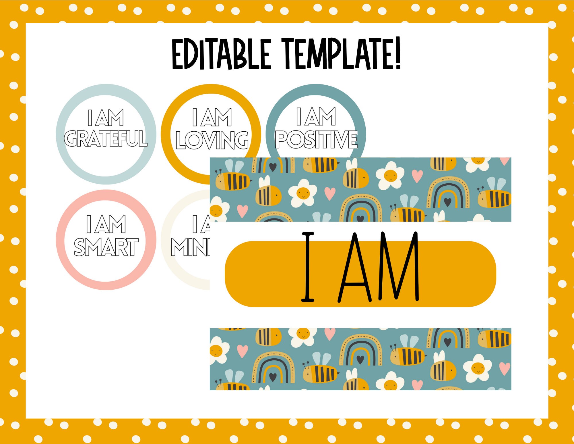 Affirmation Station Bumble Bee Theme for Classroom Decor. ABC Bee Class ...