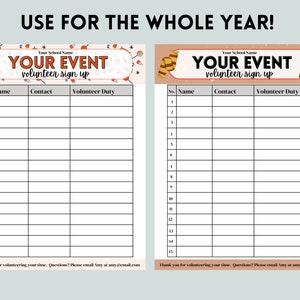 DIY Volunteer Sign up Sheet for Holidays, Events and Fundraisers ...