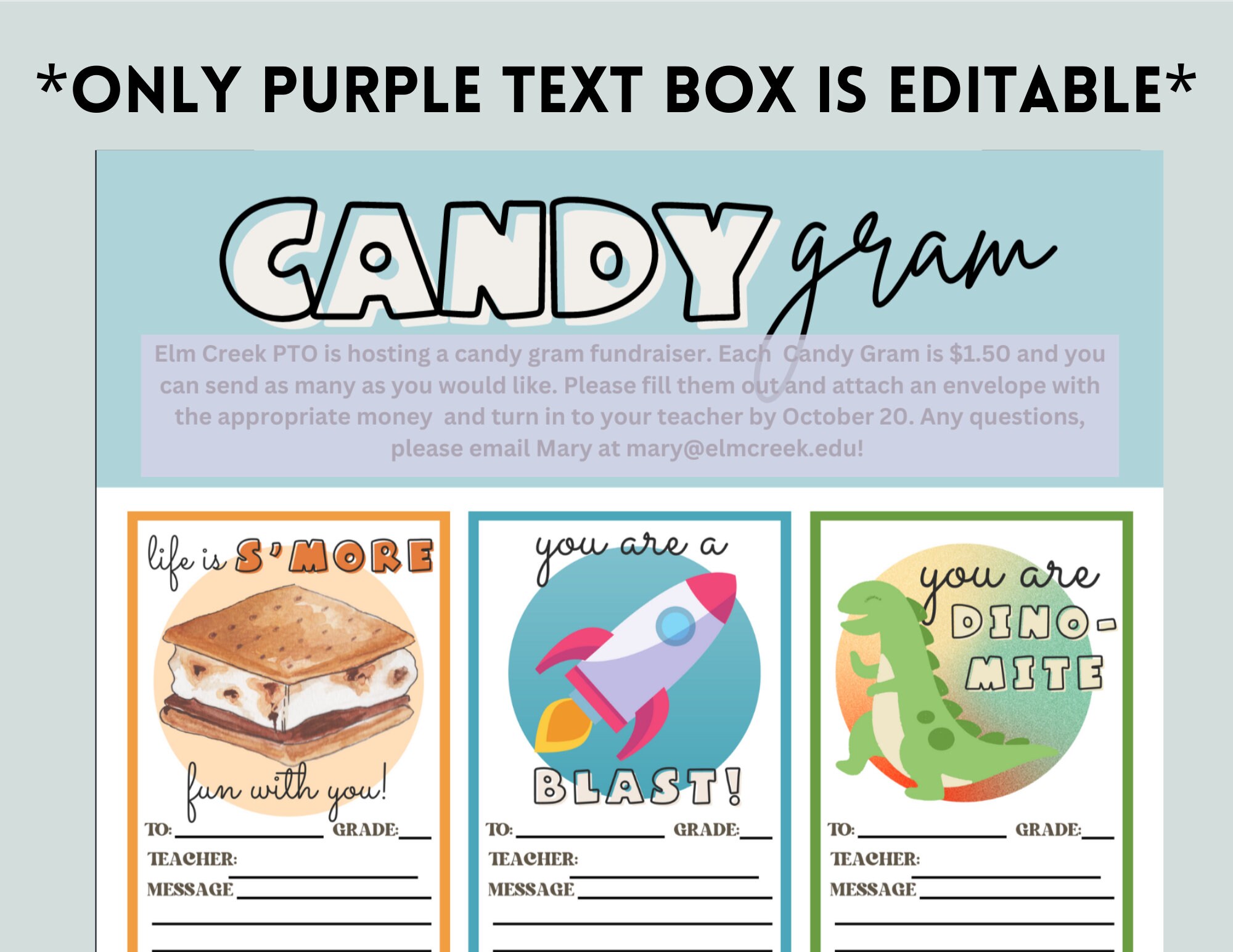 Candy Gram Fundraiser Kindness and Friendship for PTO/PTA School Event ...