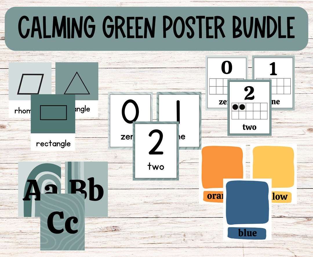 Printable Neutral Calming Green Theme MINI Classroom Bundle - Teacher ...