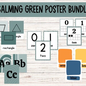 Printable Neutral Calming Green Theme MINI Classroom Bundle - Teacher ...