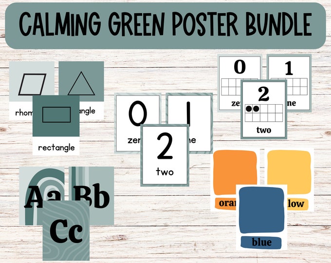 Printable Neutral Calming Green Theme MINI Classroom Bundle Teacher ...