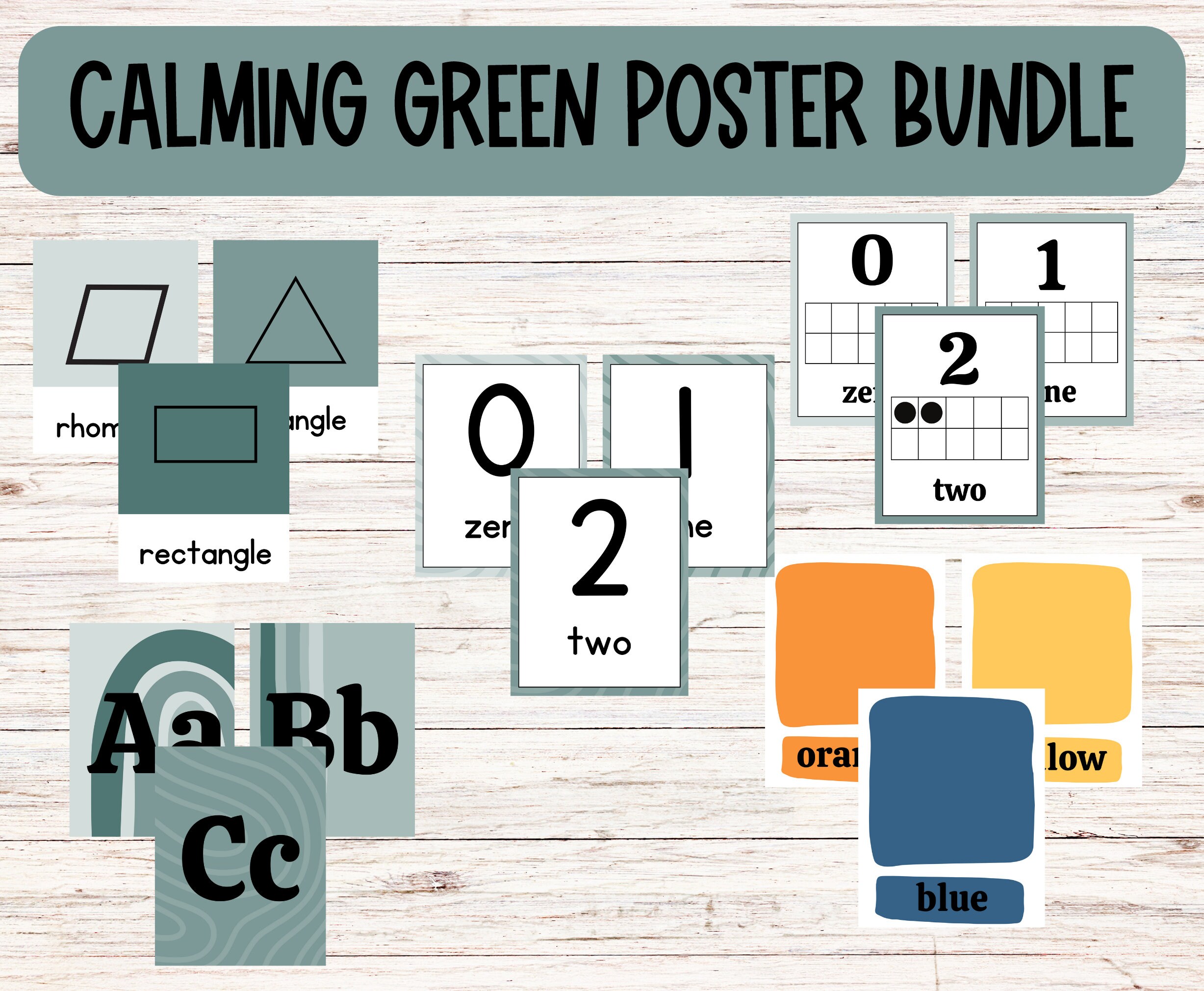Printable Neutral Calming Green Theme MINI Classroom Bundle - Teacher ...