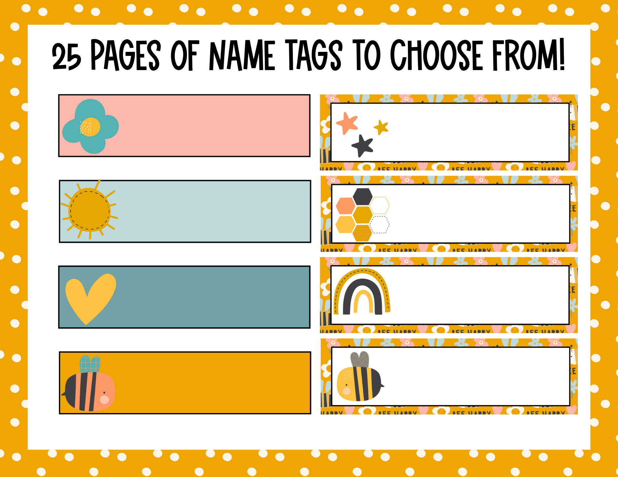 Desk Name Tags for Students With Bumble Bee Theme - Etsy