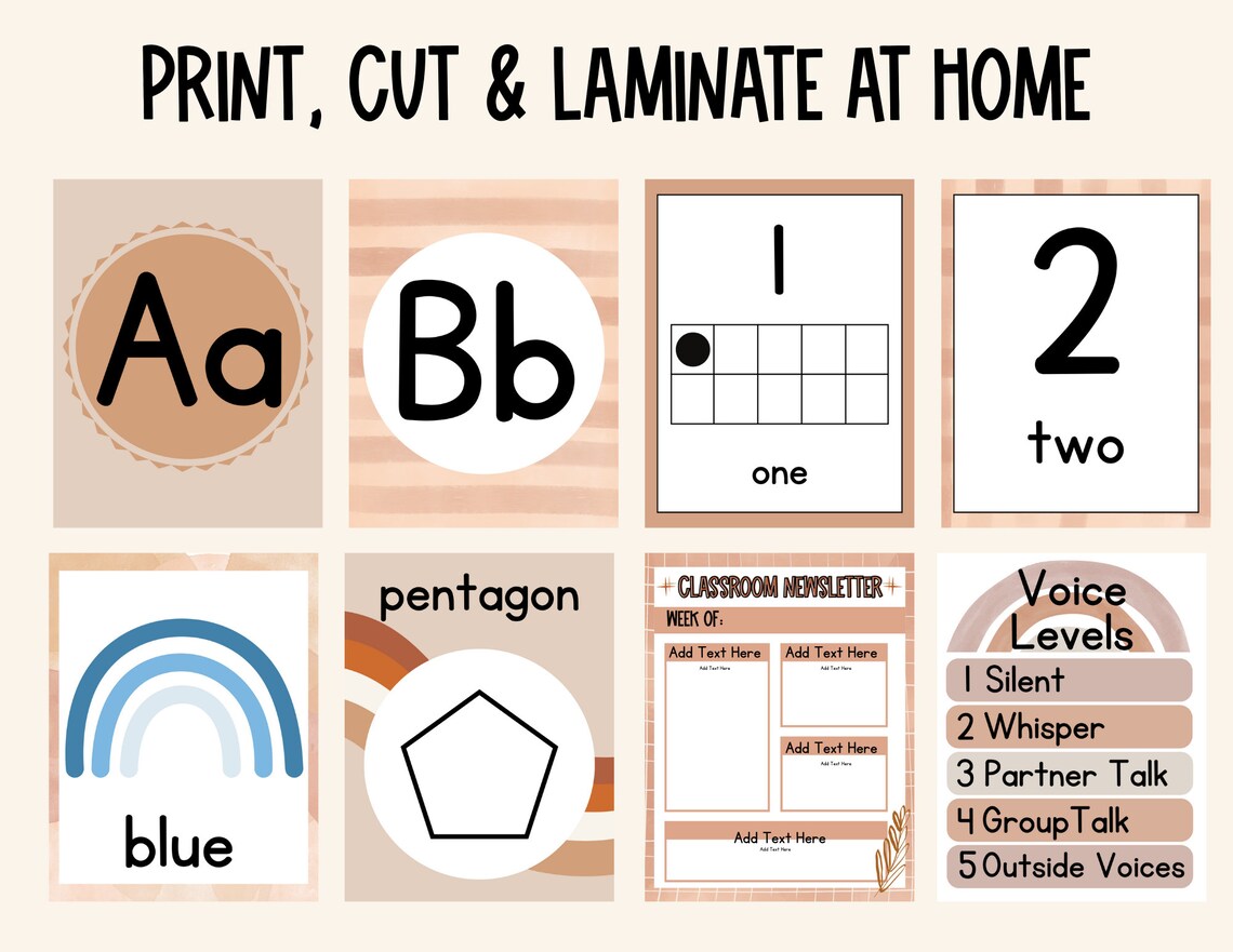 Neutral BOHO Classroom Decor Bundle for Bulletin Board - Etsy