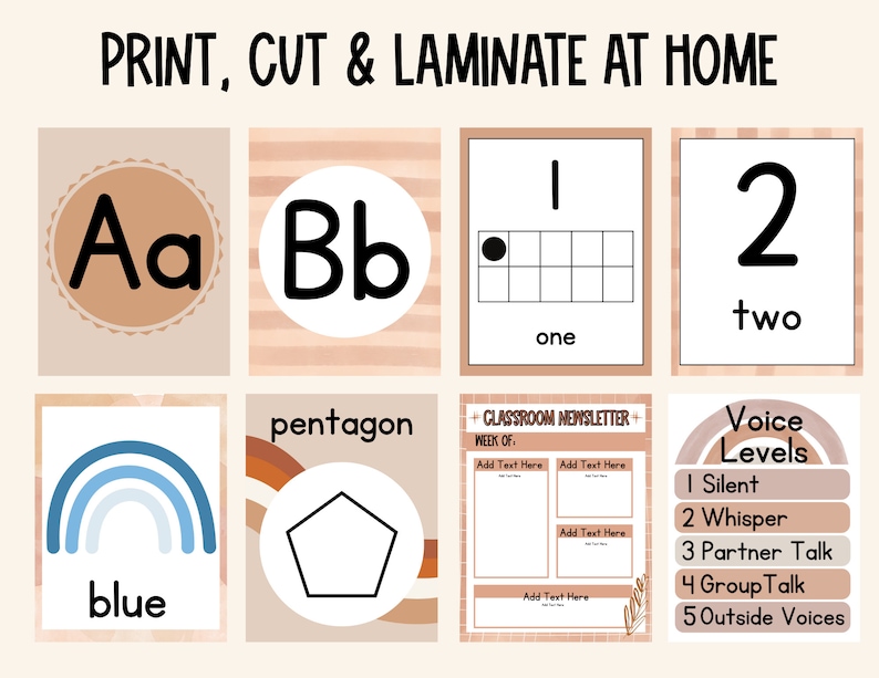 Neutral BOHO Classroom Decor Bundle for Bulletin Board, Teacher ...