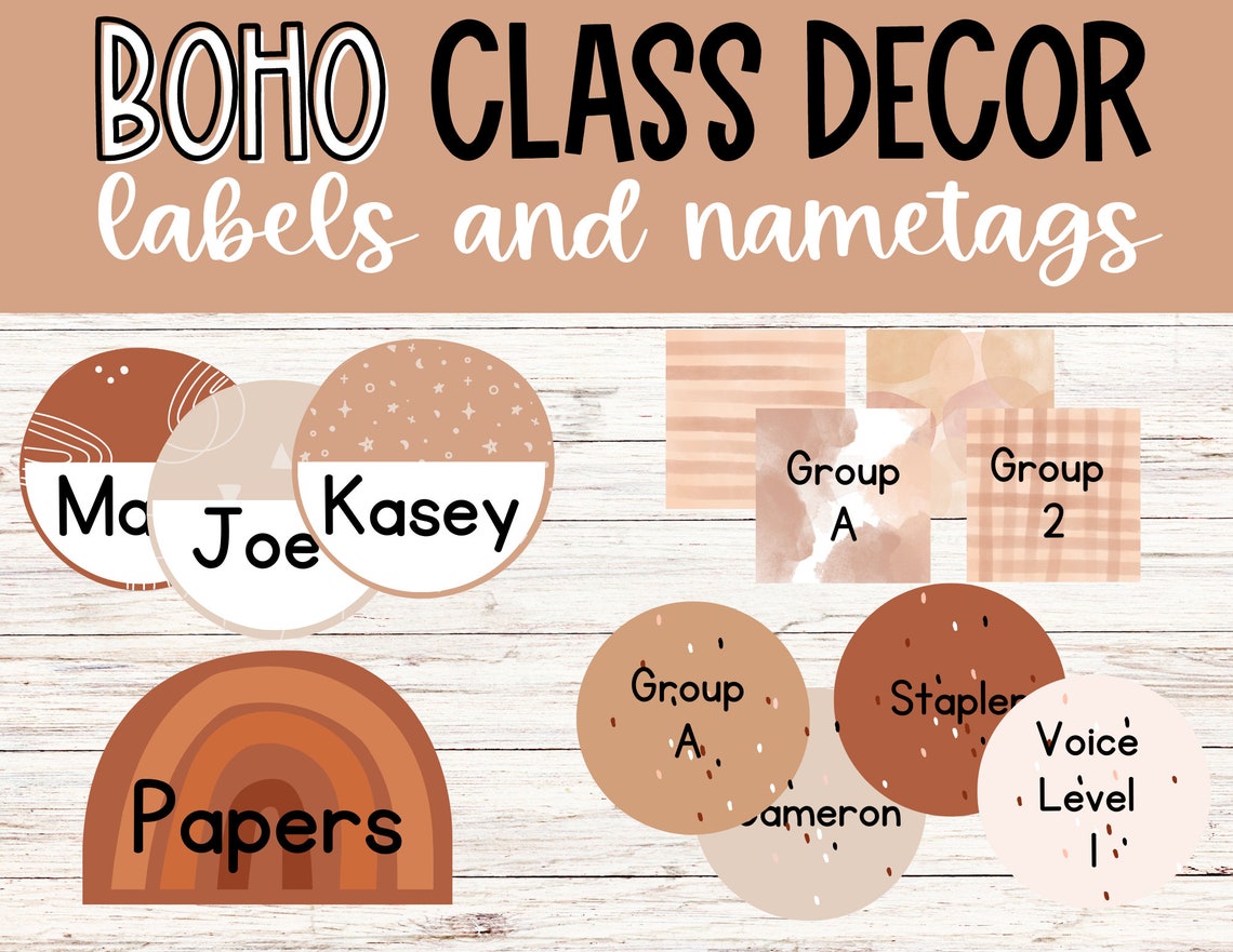 BOHO Neutral Student Name Tags and Class Labels for Classroom - Etsy