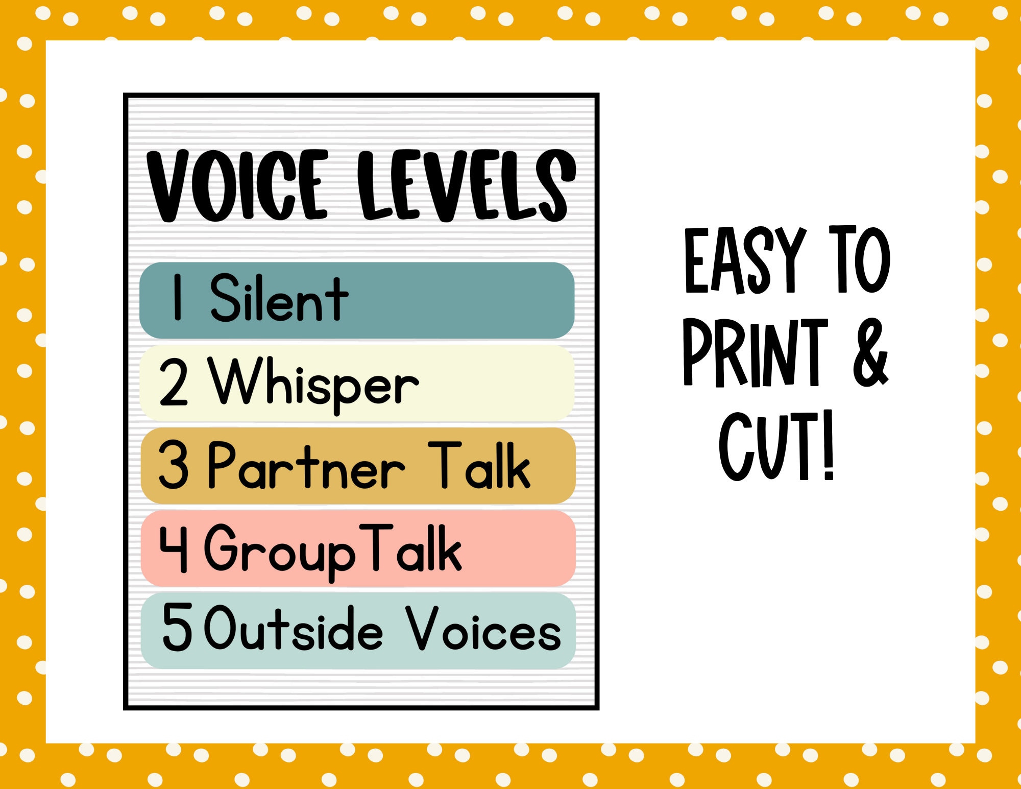 Voice Level Chart Teacher Tool - Bumble Bee Theme - Etsy
