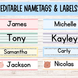 Rainbow Pastel Desk Name Tags and Labels for Classroom Decor | Editable ...