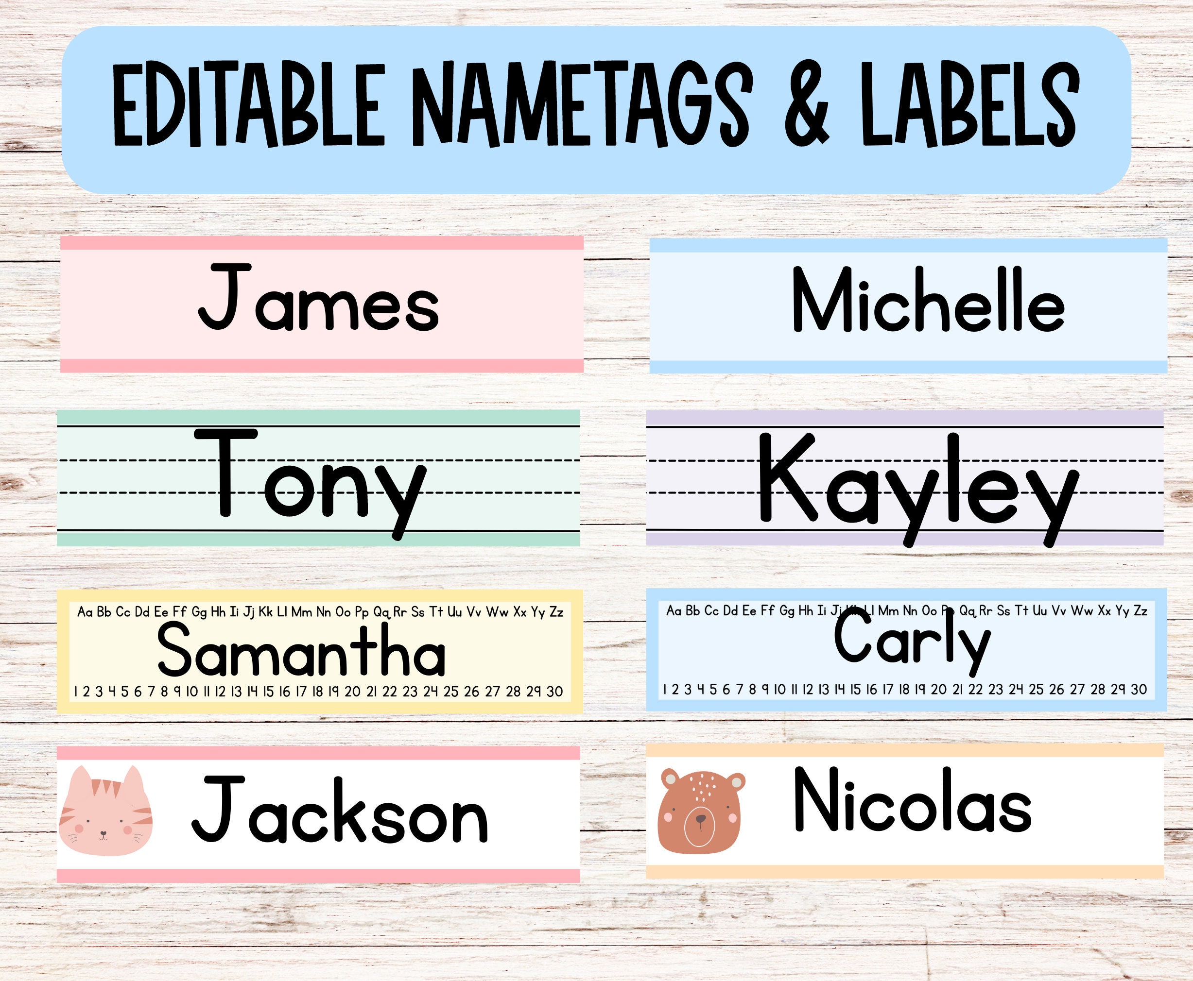 Rainbow Pastel Desk Name Tags and Labels for Classroom Decor | Editable ...