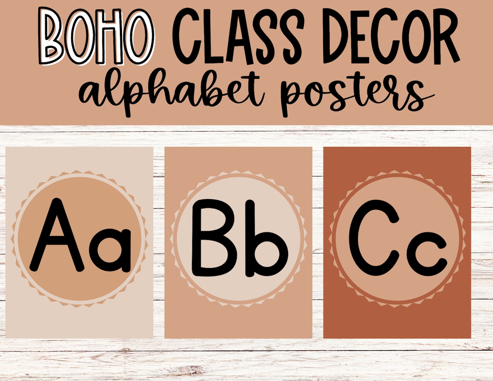 Alphabet Poster Printable Neutral Boho Collection for Classroom or ...