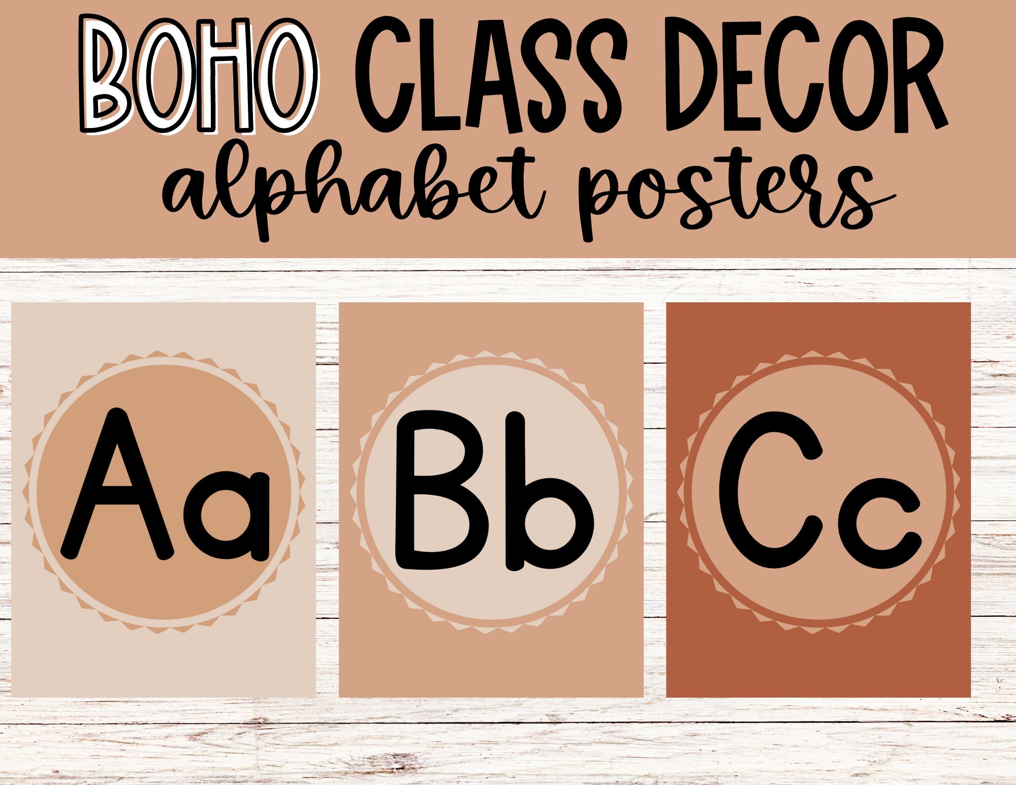 Alphabet Poster Printable Neutral Boho Collection for Classroom or ...