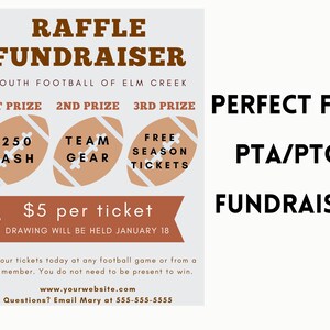 Football RAFFLE Fundraiser Editable Template for PTO and PTA. Flyer for ...
