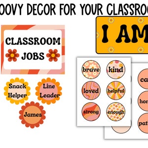 Retro Groovy Classroom Decor Bundle for Bulletin Board, Teacher ...