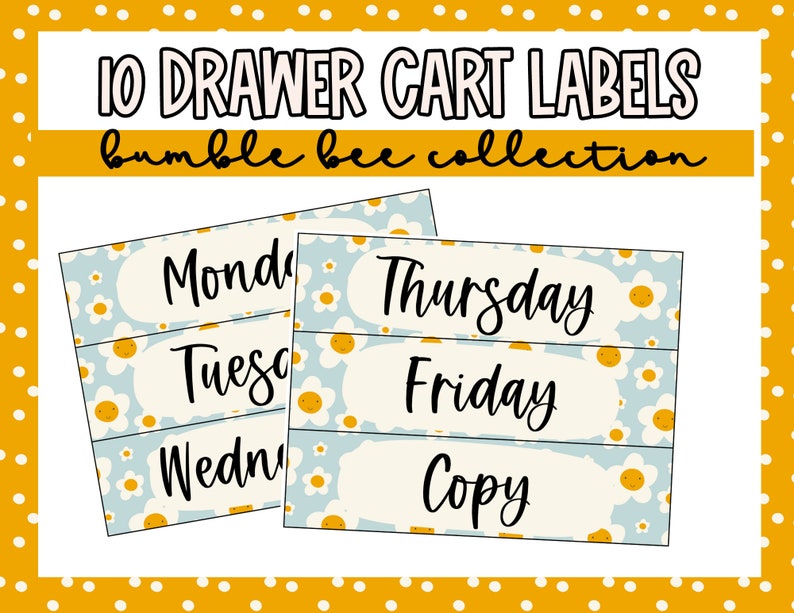 10 Drawer Labels for Trolly Cart or Teacher Classroom Cart - Etsy