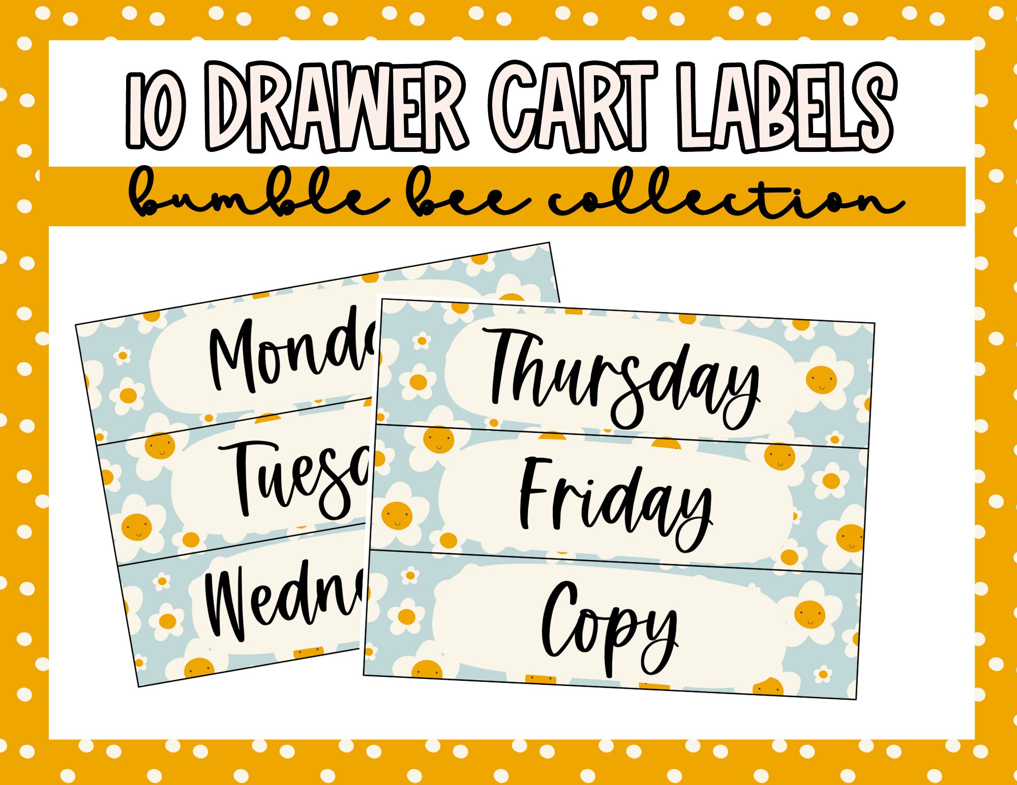 10 Drawer Labels for Trolly Cart or Teacher Classroom Cart - Etsy