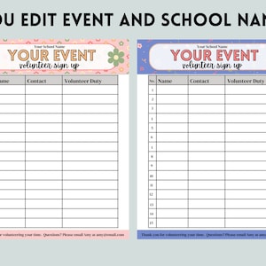 DIY Volunteer Sign up Sheet for Holidays, Events and Fundraisers ...