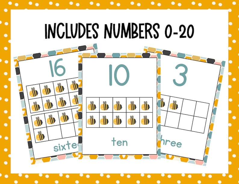 Bumble Bee Ten Frame Posters for Classrooom - Etsy