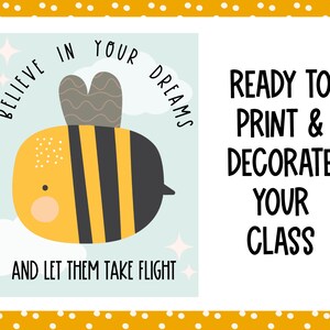 Motivational Posters for Bulletin Board With Bumble Bee Decor Kit for ...