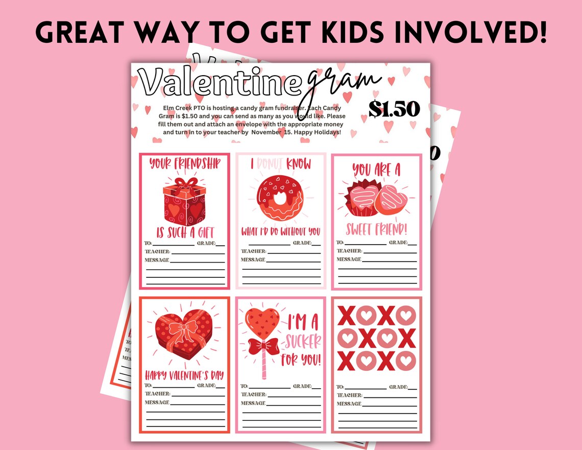 Valentine's Day and Friendship Candy Grams for PTO/PTA School Event ...