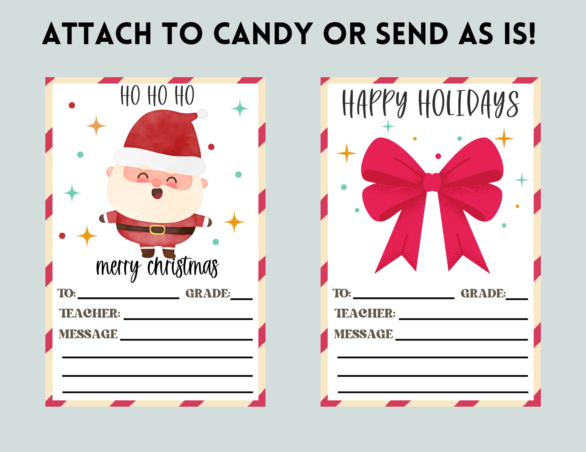 Candy Gram for Christmas Fundraiser for PTO/PTA School Event Editable ...