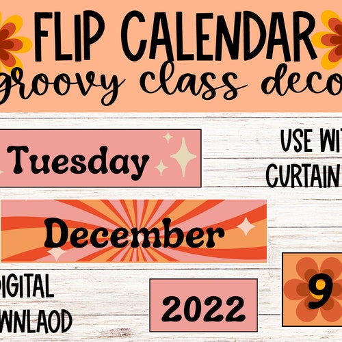 Retro GROOVY Class Flip Calendar for Classroom Organization - Etsy