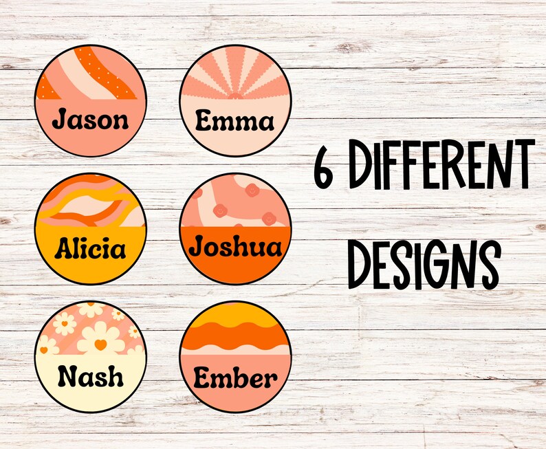 Groovy Student Circle Name Tags for Classroom Organization - Etsy